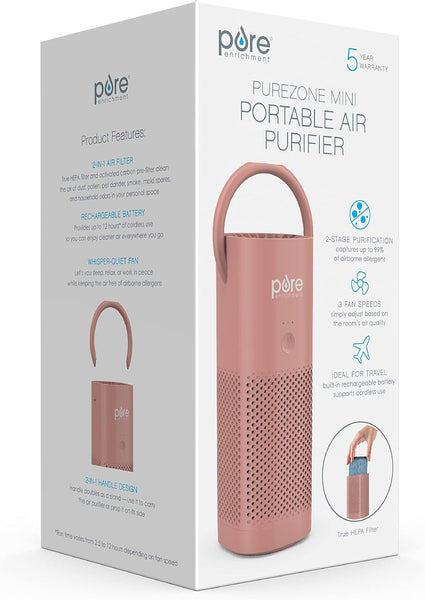Pure Enrichment Purezone Mini Portable Air Purifier - Cordless True HE ...