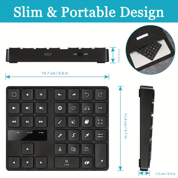 Wireless Keypad For IPad Procreate, Wireless Rechargeable Keyboard For ...