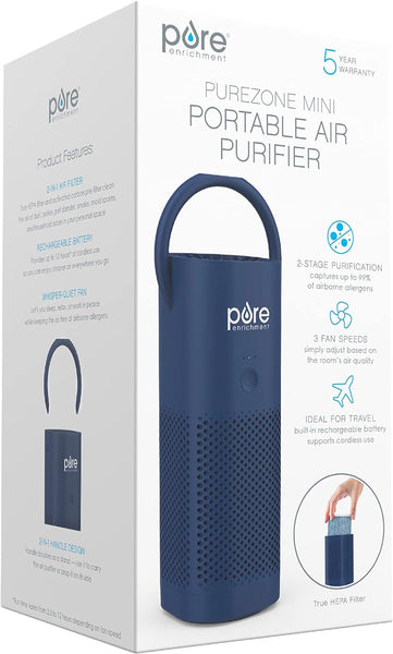 Pure Enrichment Purezone Mini Portable Air Purifier - Cordless True HE ...